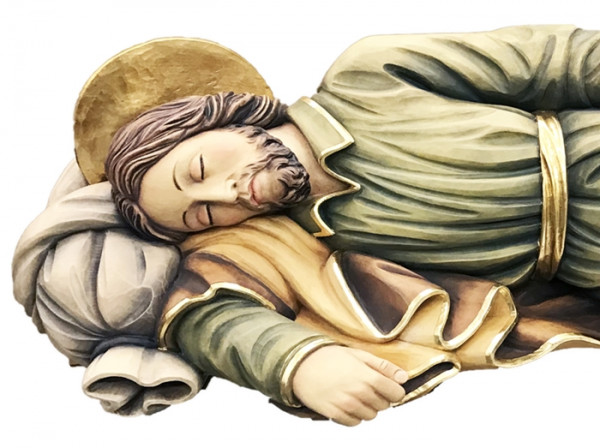 Heiligenfigur Heiliger Josef liegend, schlafend H 20 cm Josef Holzfigur ...